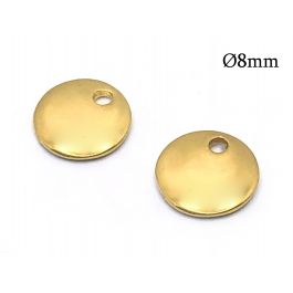 14K Solid Gold Round Blanks Pendant Disc 8mm