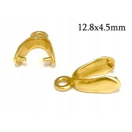 14K Solid Gold Pinch Bails 12.8x4.5mm with loop
