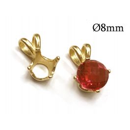 14K Solid Gold Round Chaton Bezel cup Settings 8mm with loop