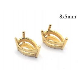 Brass Tear Drop Chaton Bezel cup Settings 8x5mm without loops