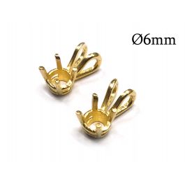 14K Solid Gold Round Chaton Bezel cup Settings 6mm with loop