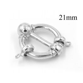 Sterling Silver 925 Round Clasp 21mm with Revolving Stick