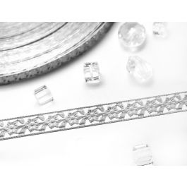 Sterling Silver Bezel Gallery Wire with flowers and leaves 4.5mm