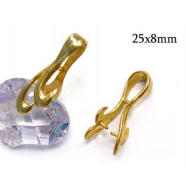 Brass Pinch Bail 25x8mm Double Curve design with loop