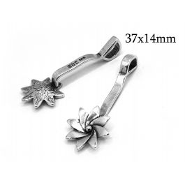 Sterling Silver 925 Bail Donuts Stone holder 37x14mm Star with 14mm ...