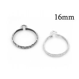Sterling Silver 925 Crimp Bezel cup Settings 16mm with 1 loop