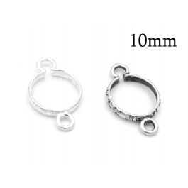 Sterling Silver 925 Crimp Bezel cup Settings 10mm with 2 loops