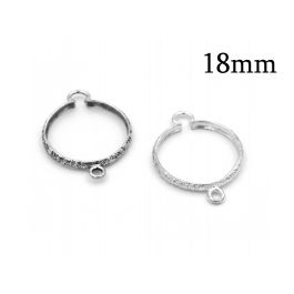 Sterling Silver 925 Crimp Bezel cup Settings 18mm with 2 loops