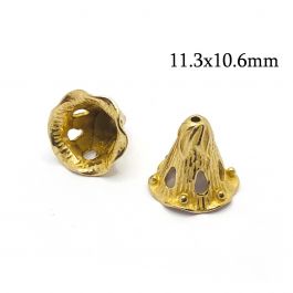 Brass Bell flower Cone End Bead Cap 11mm Cone tube