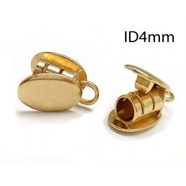 Brass Hidden Crimp Ends Caps ID 4mm with 1 loop