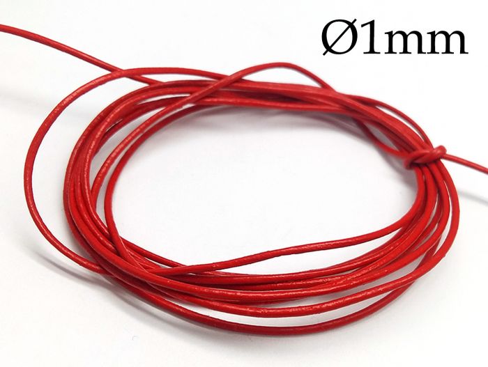 Red Round Leather Cord 1mm